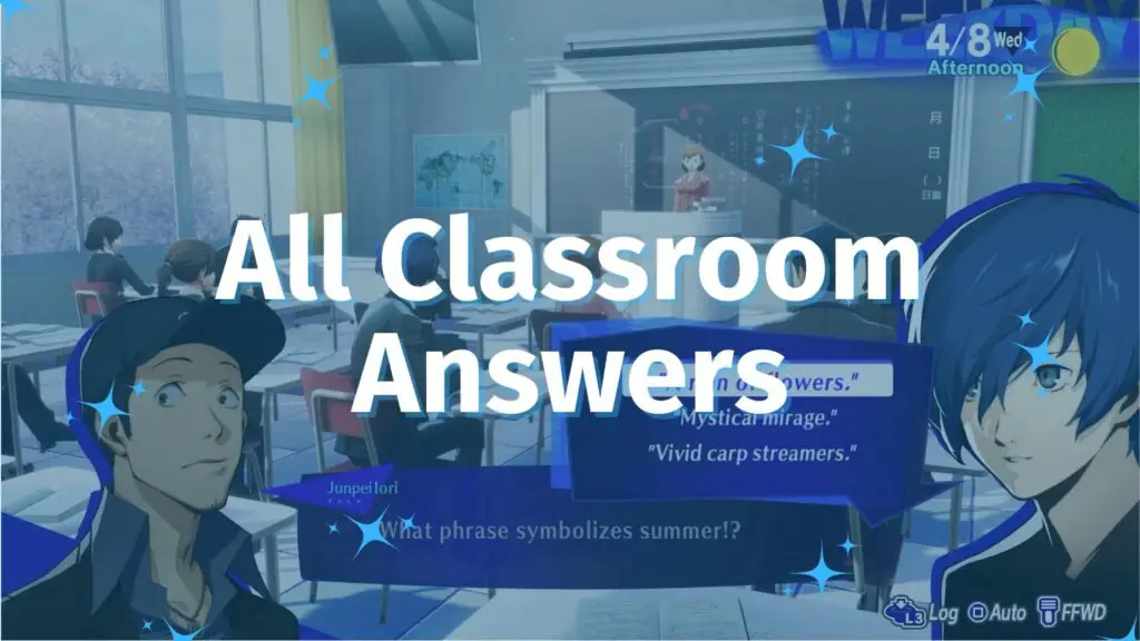 Persona 3 Reload - All Classroom Answers - Square Eyes Gaming